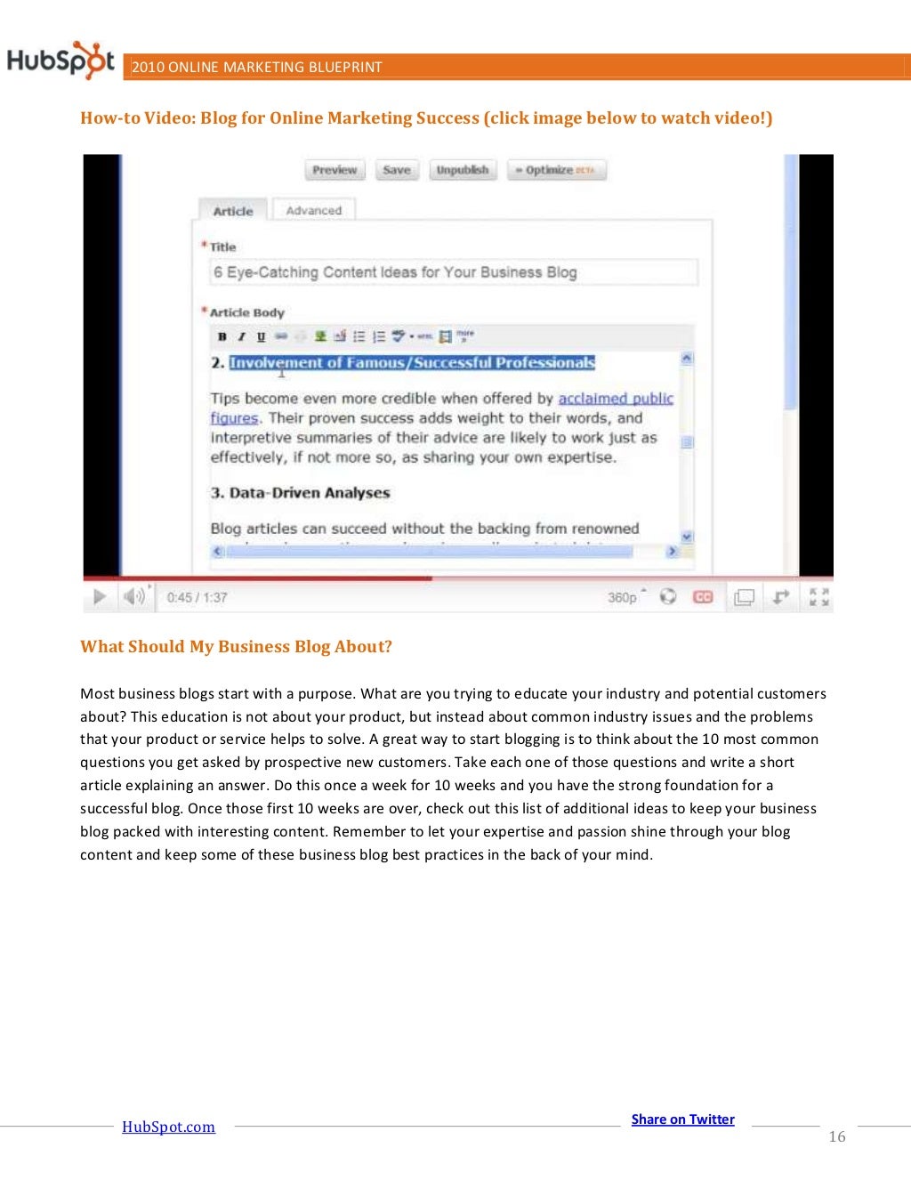 2010 Online Marketing Blueprint