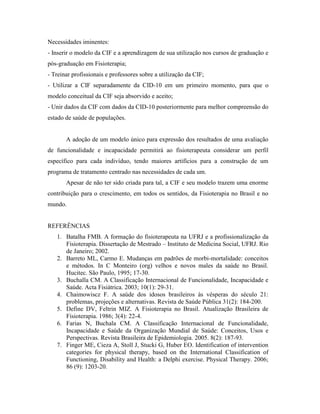 CIF - perspectivas para fisioterapia | PDF