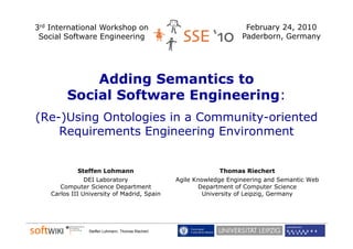 Adding Semantics to Social Software Engineering (by Steffen Lohmann & Thomas Riechert) | PDF