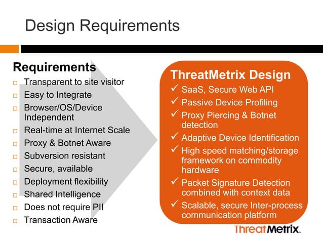ThreatMetrix Fraud Network Presentation | PPTX