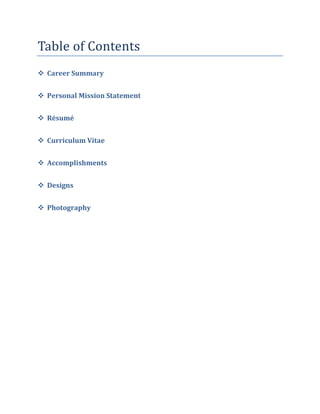 Portfolio Table Of Contents Examples