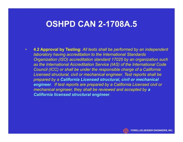 Special Seismic certification for ME Systems for OSHPD Projects | PPT