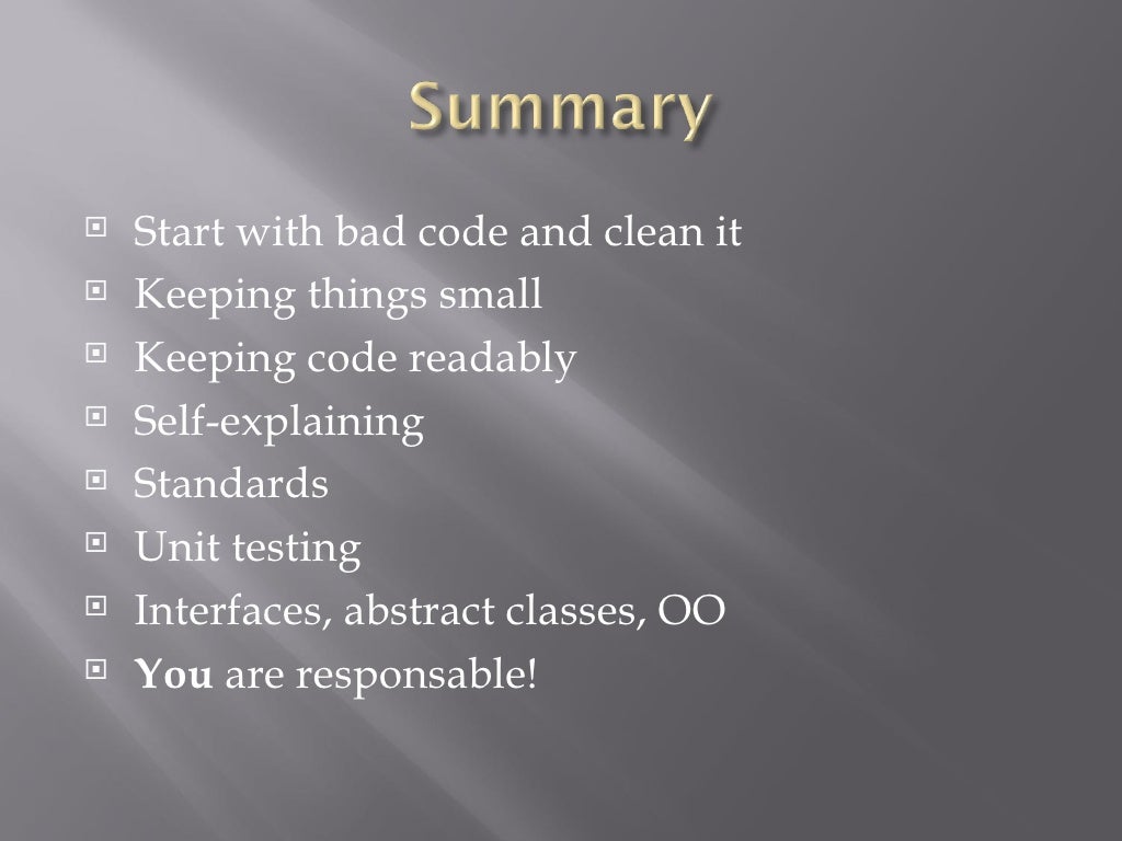 Clean Code Summary
