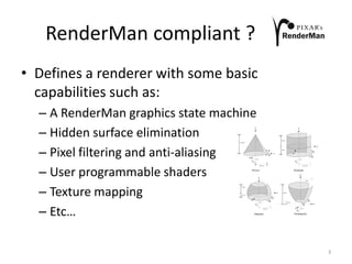 Implementing a modern, RenderMan compliant, REYES renderer | PPTX