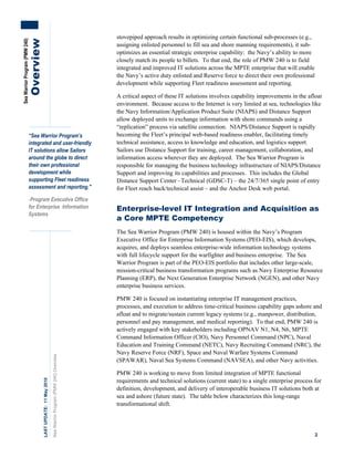 Sea Warrior Program (PEO-EIS PMW 240) 8-pg overview story | DOC