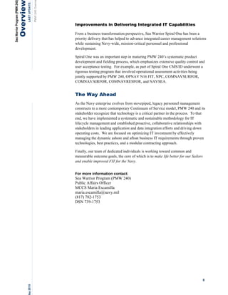Sea Warrior Program (PEO-EIS PMW 240) 8-pg overview story | DOC