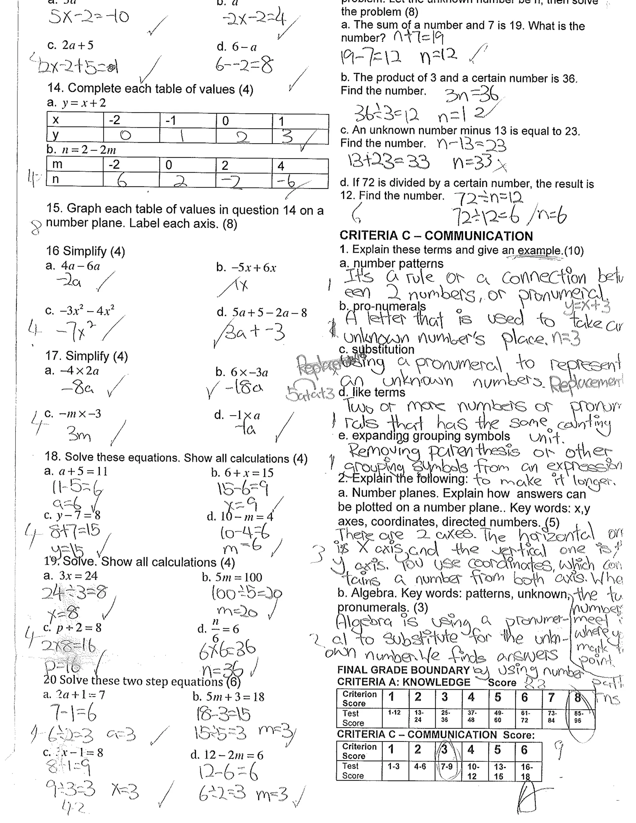 Algebra Test | PDF