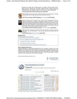 201005 Contact Center World: Top Staffing Tips for Call Centers | PDF