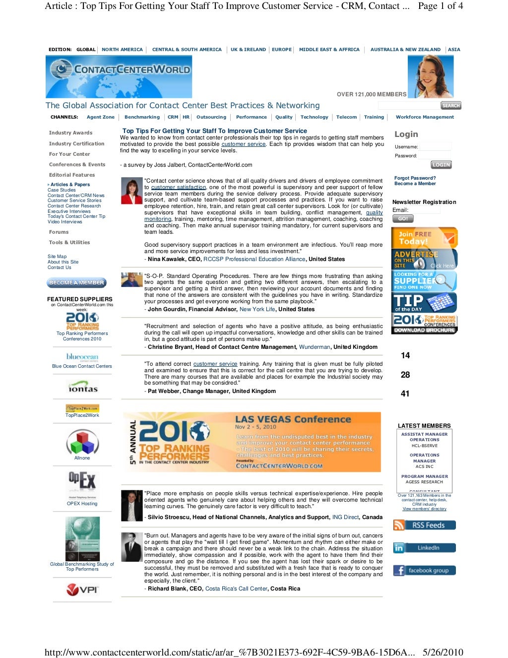 201005 Contact Center World: Top Staffing Tips for Call Centers | PDF