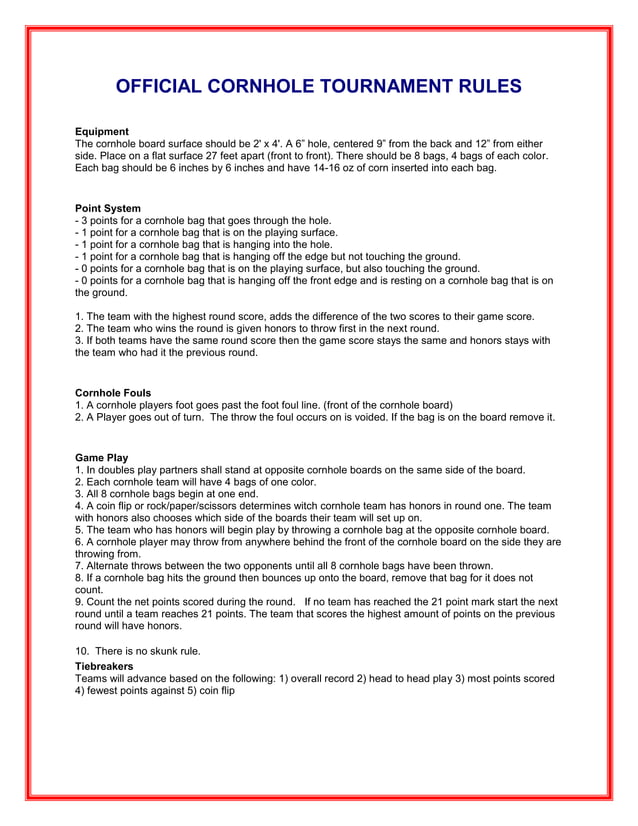 2010 06 19_balzout_official_cornhole_tournament_rules | PDF