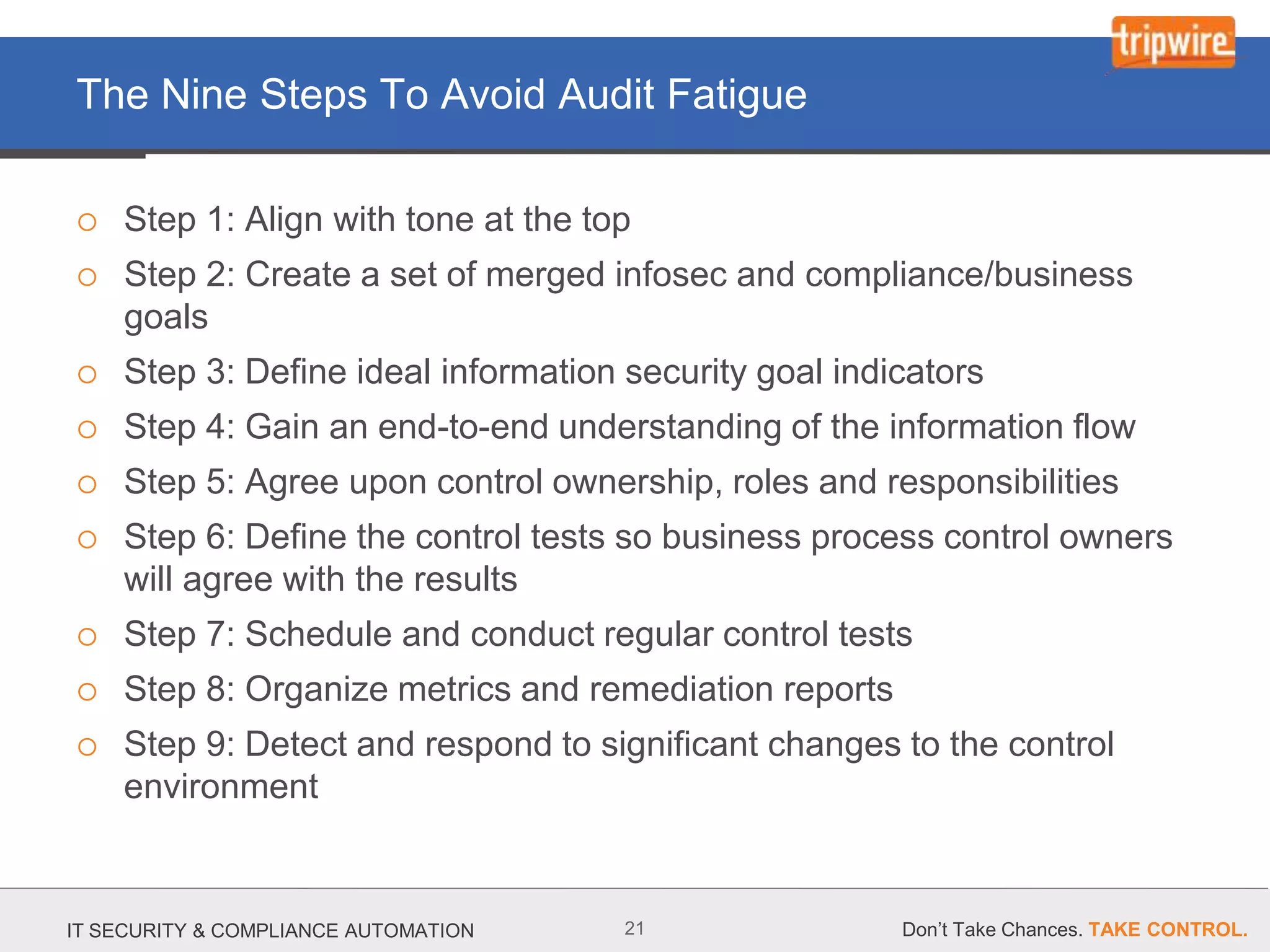 2010 06 gartner avoiding audit fatigue in nine steps 1d | PPTX | IT and ...