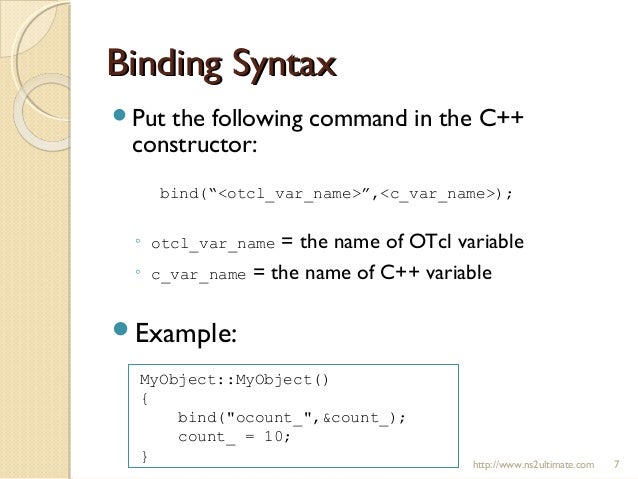 NS2: Binding C++ and OTcl variables