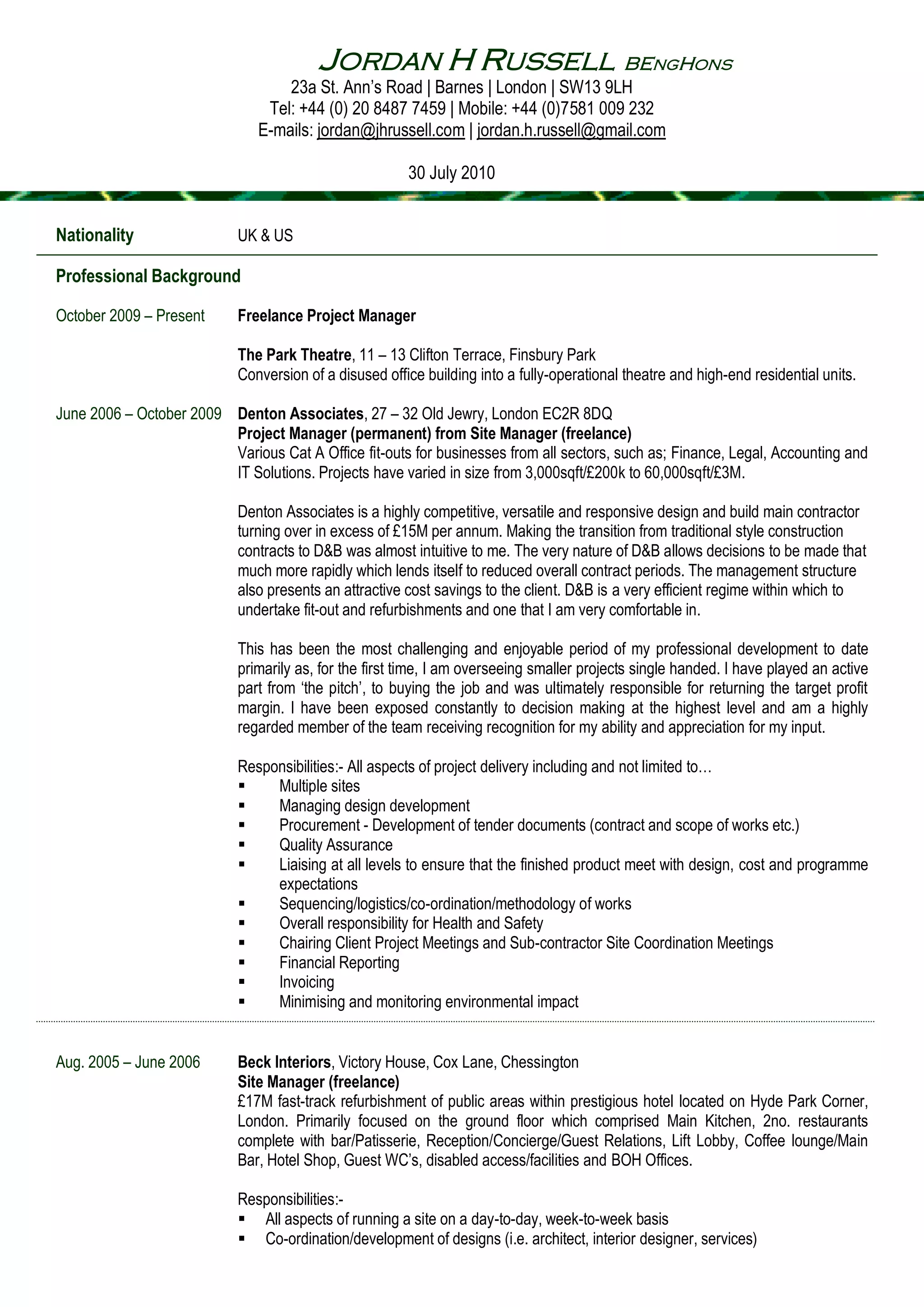 20100730 Jordan Cv | PDF