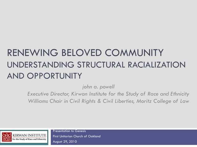 Renewing Beloved Community Understanding Structural Racialization and ...