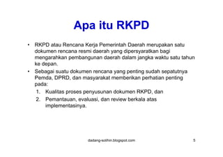 Pedoman Penyusunan RKPD dan Musrenbang | PPT