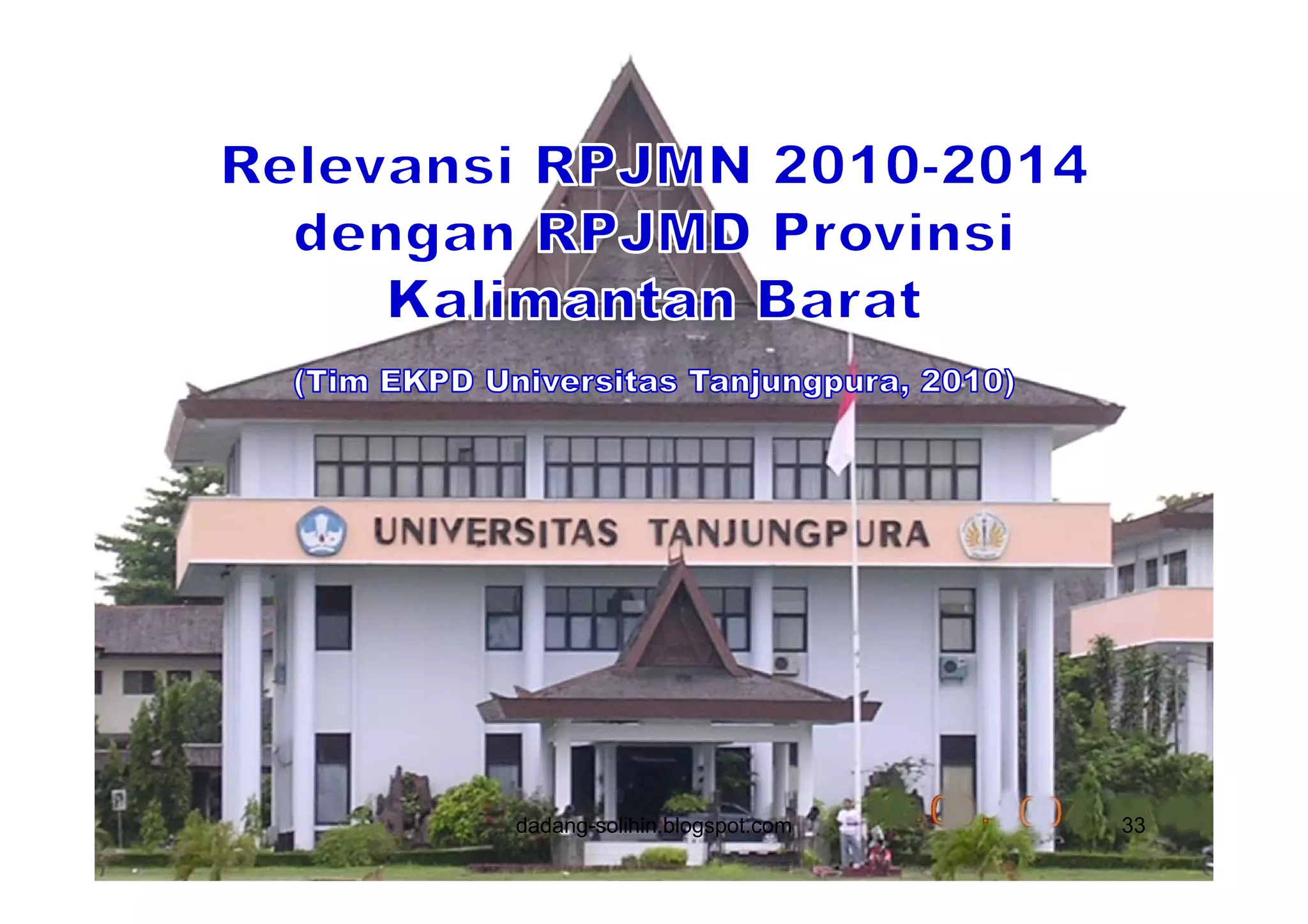 Sinkronisasi RPJMN dengan RPJMD dalam rangka Mencapai Sasaran ...