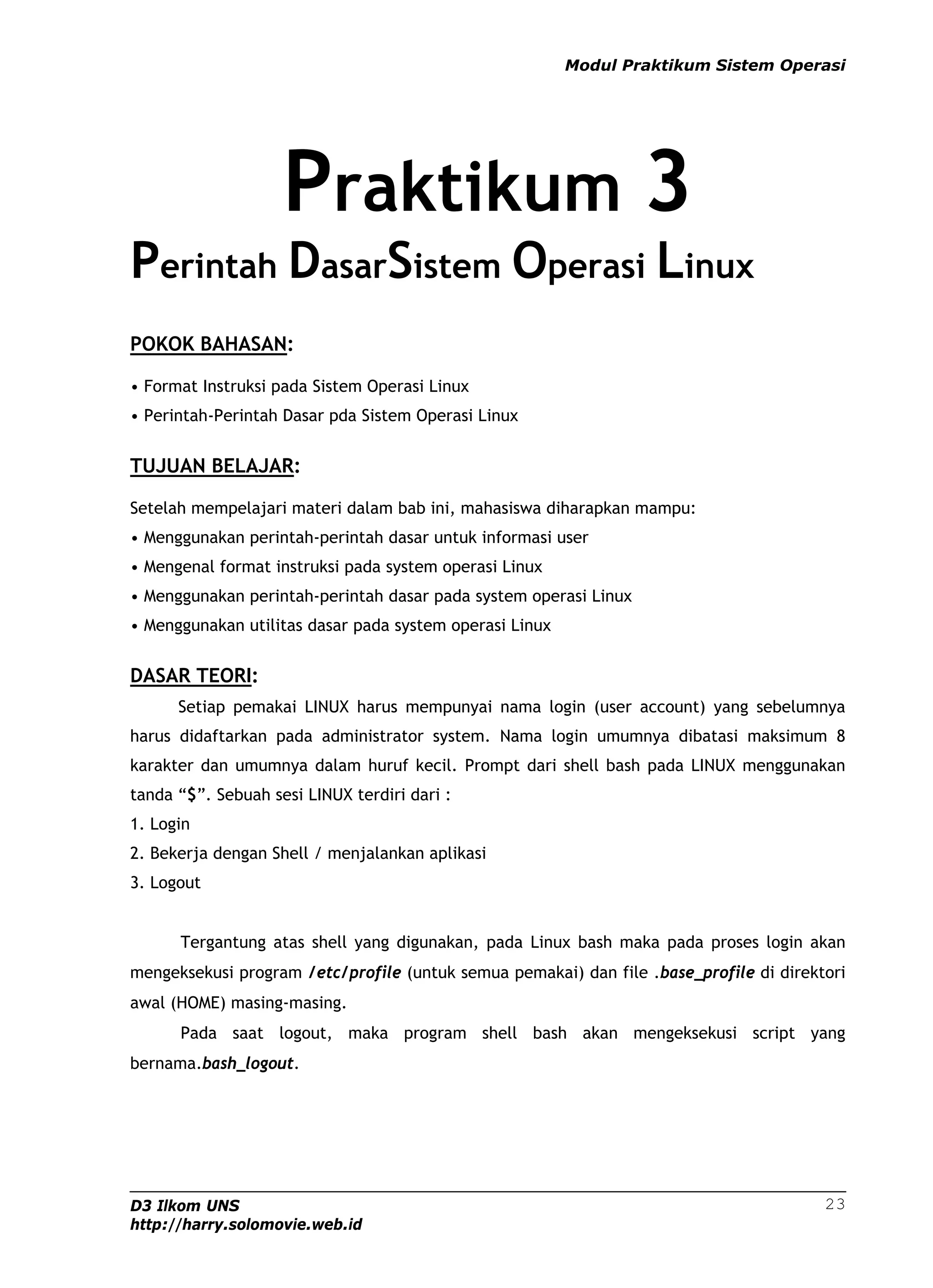 20101119 perintah dasar_sistem_operasi_linux | PDF
