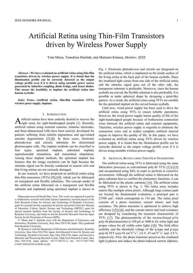 IEEE BASE paper on artifical retina using TTF technology | PDF