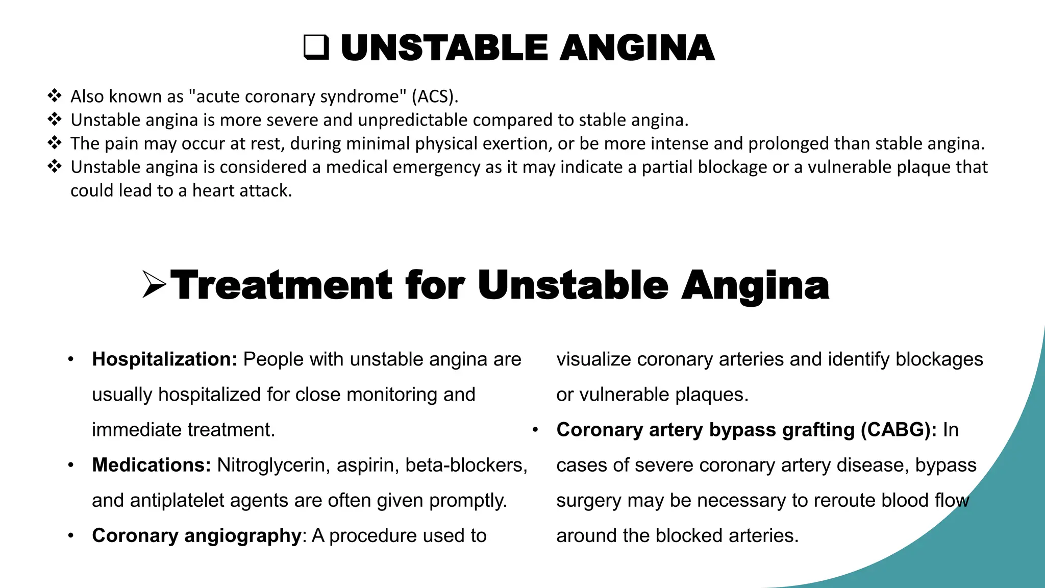 Types of angina pectoris and it's treatment | PPTX