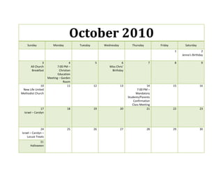 2010 2011 Calendar | PPT | Free Download