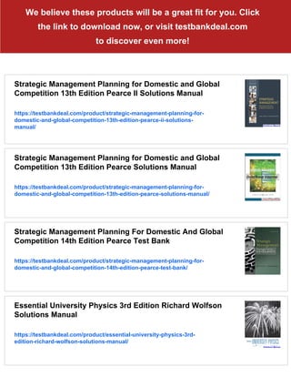 Strategic Management Planning for Domestic and Global Competition 13th ...