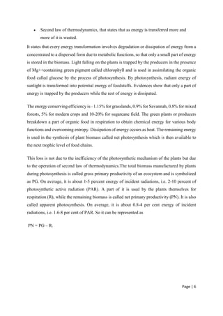 Energy in Ecosystem pattern of flow of energy through the ecosystem and ...