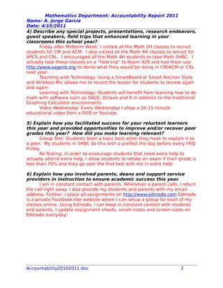 2010 Accountability Memo | PDF