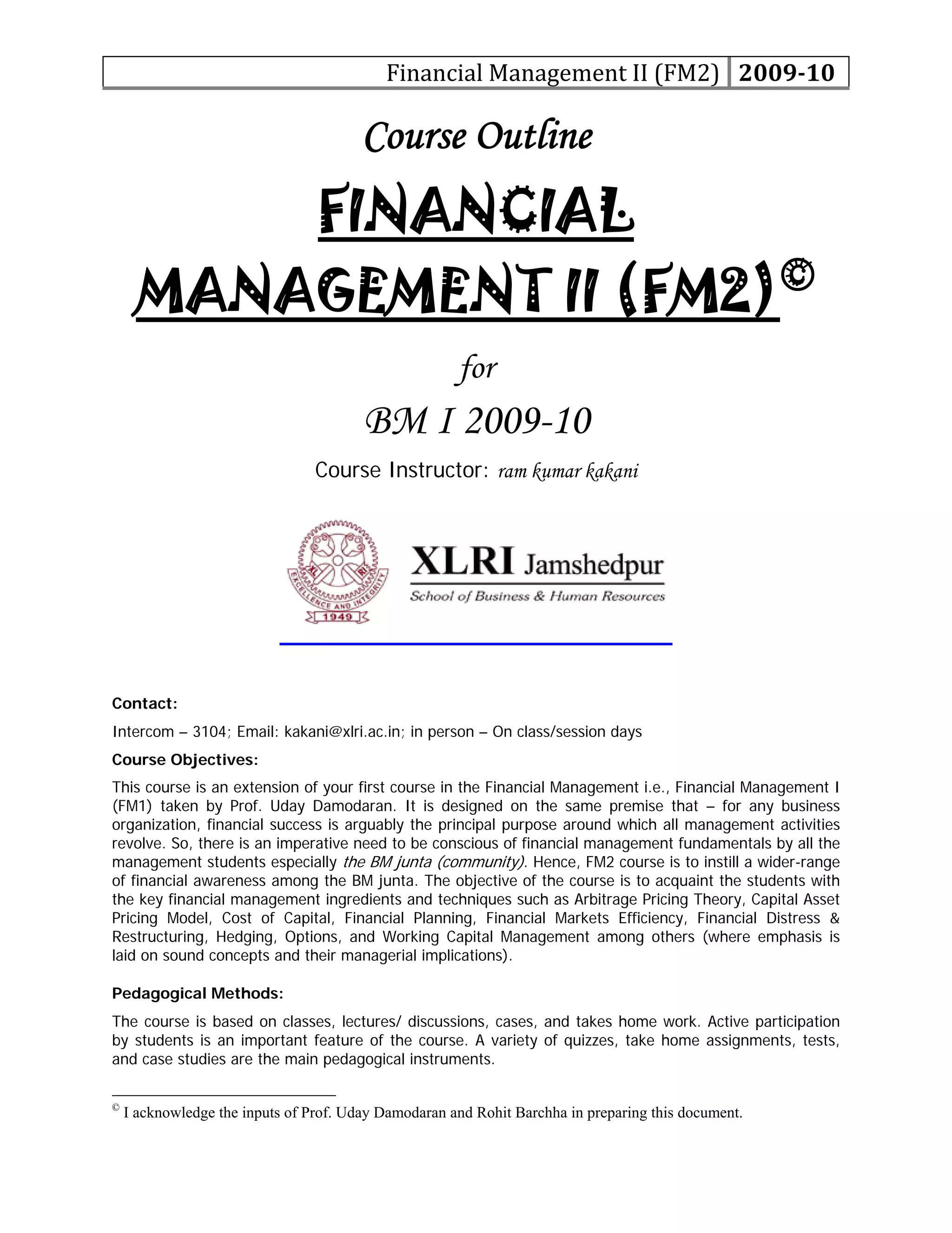 2010 bm fm2 course outline | PDF