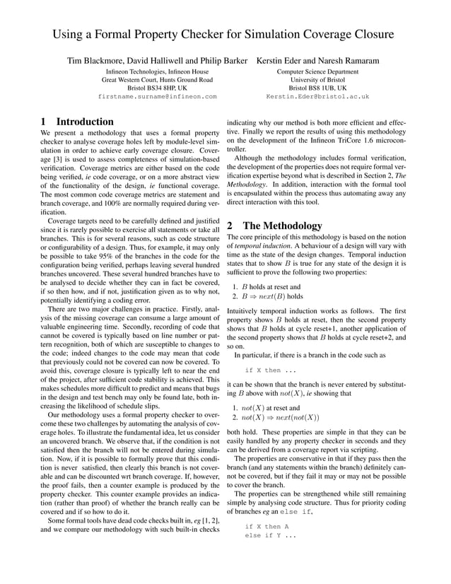 Using a Formal Property Checker for Simulation Coverage Closure | PDF