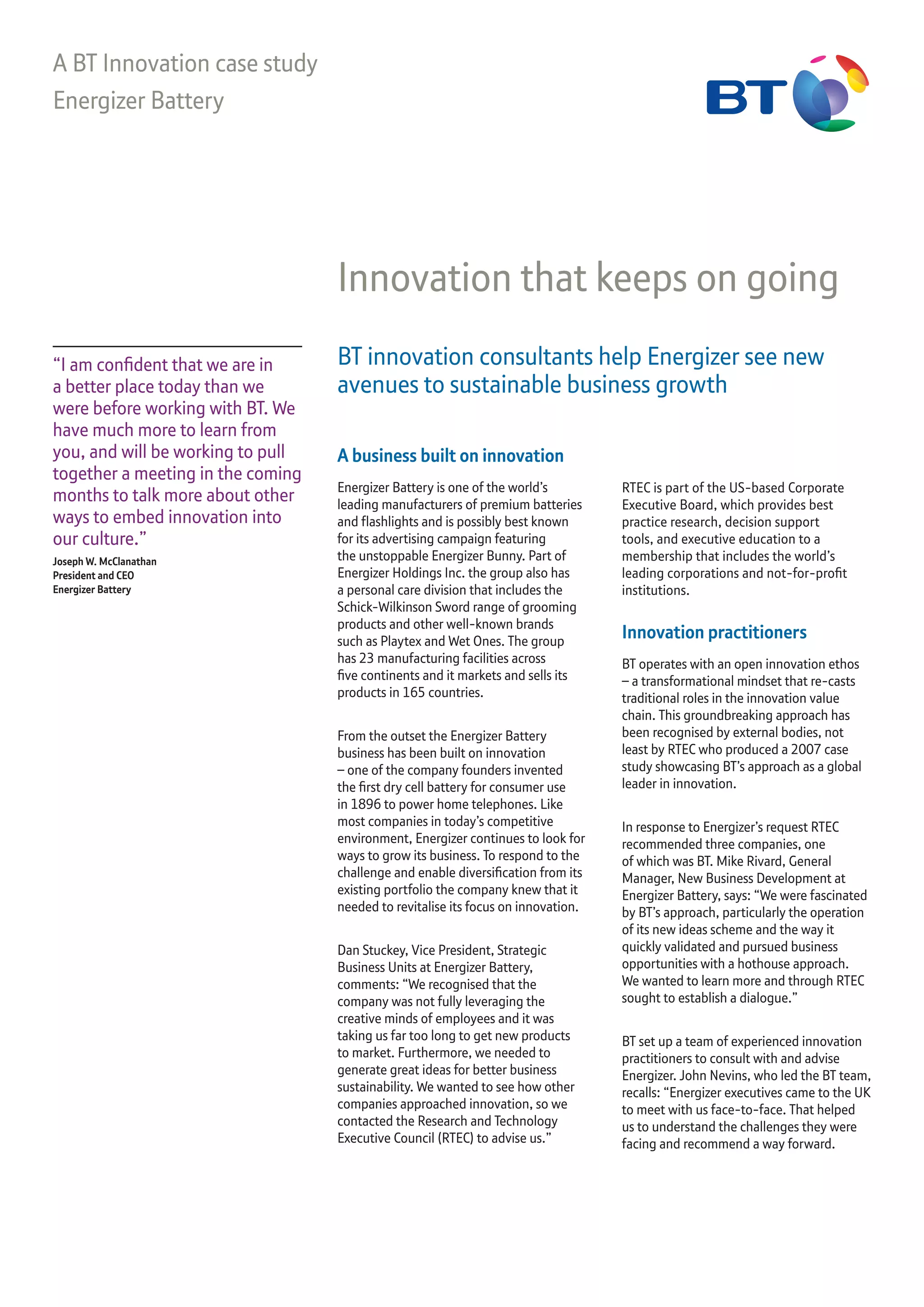 2010 Bt Innovation Case Study | PDF