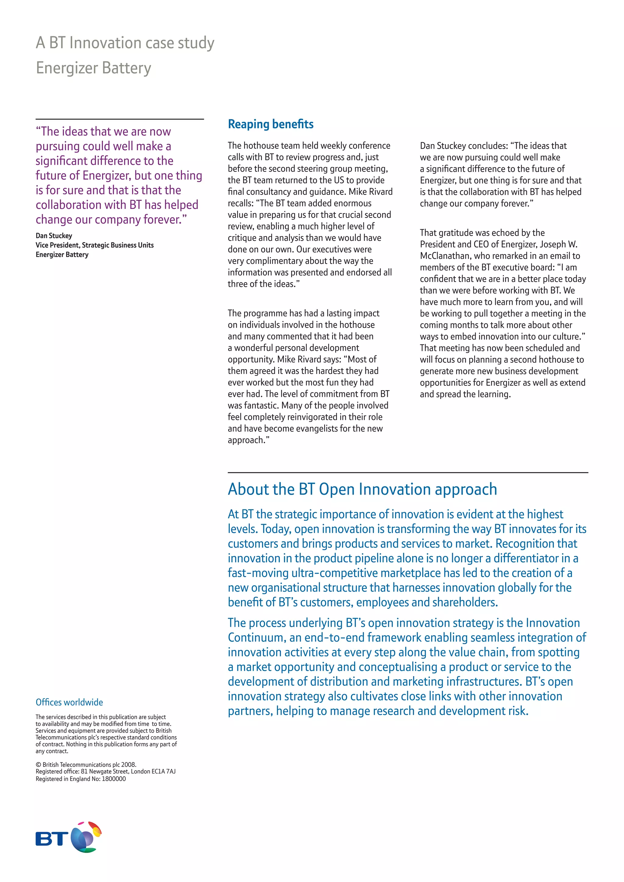 2010 Bt Innovation Case Study | PDF