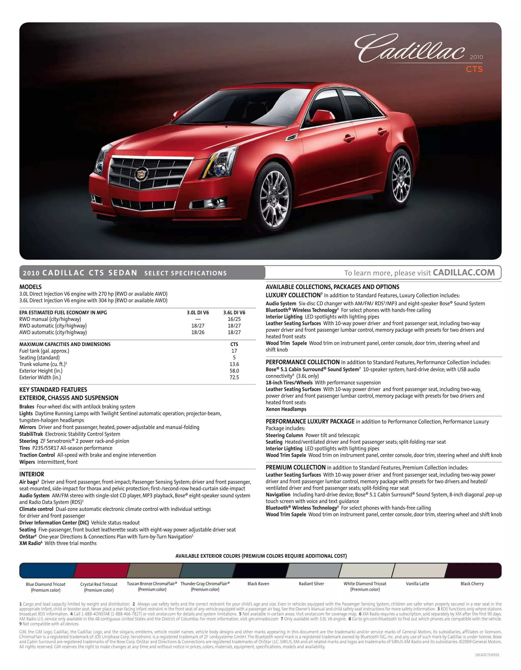 Cadillac Cts 2010 Specs