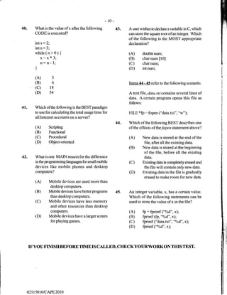 2010 CAPE Computer Science Unit 1 Paper 1 | PDF