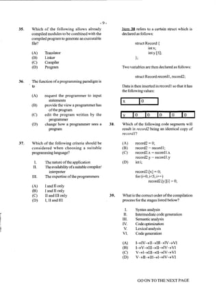 2010 CAPE Computer Science Unit 1 Paper 1 | PDF