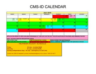 2010 CMS-ID schedule calendar_style | PPT