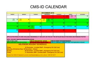 2010 CMS-ID schedule calendar_style | PPT