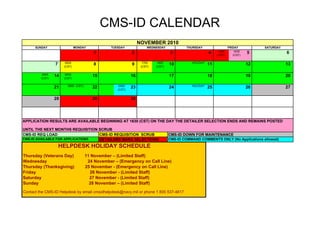 2010 CMS-ID schedule calendar_style | PPT