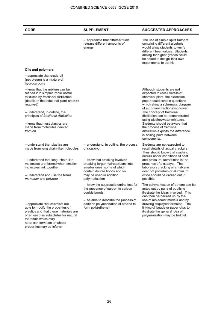IGCSE Combined Science Syllabus 2010 IGCSE Combined Science Syllabus 2010