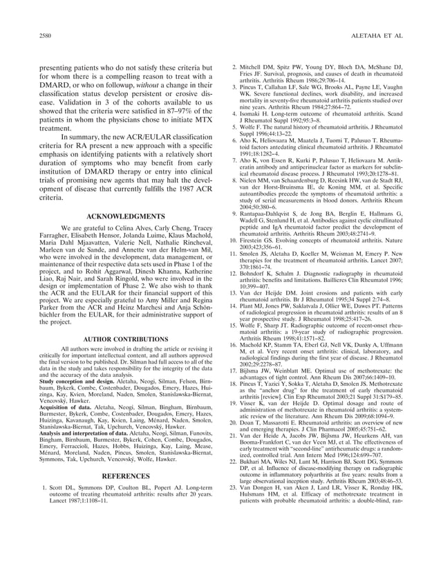 2010 Rheumatoid Arthritis Classification Criteria