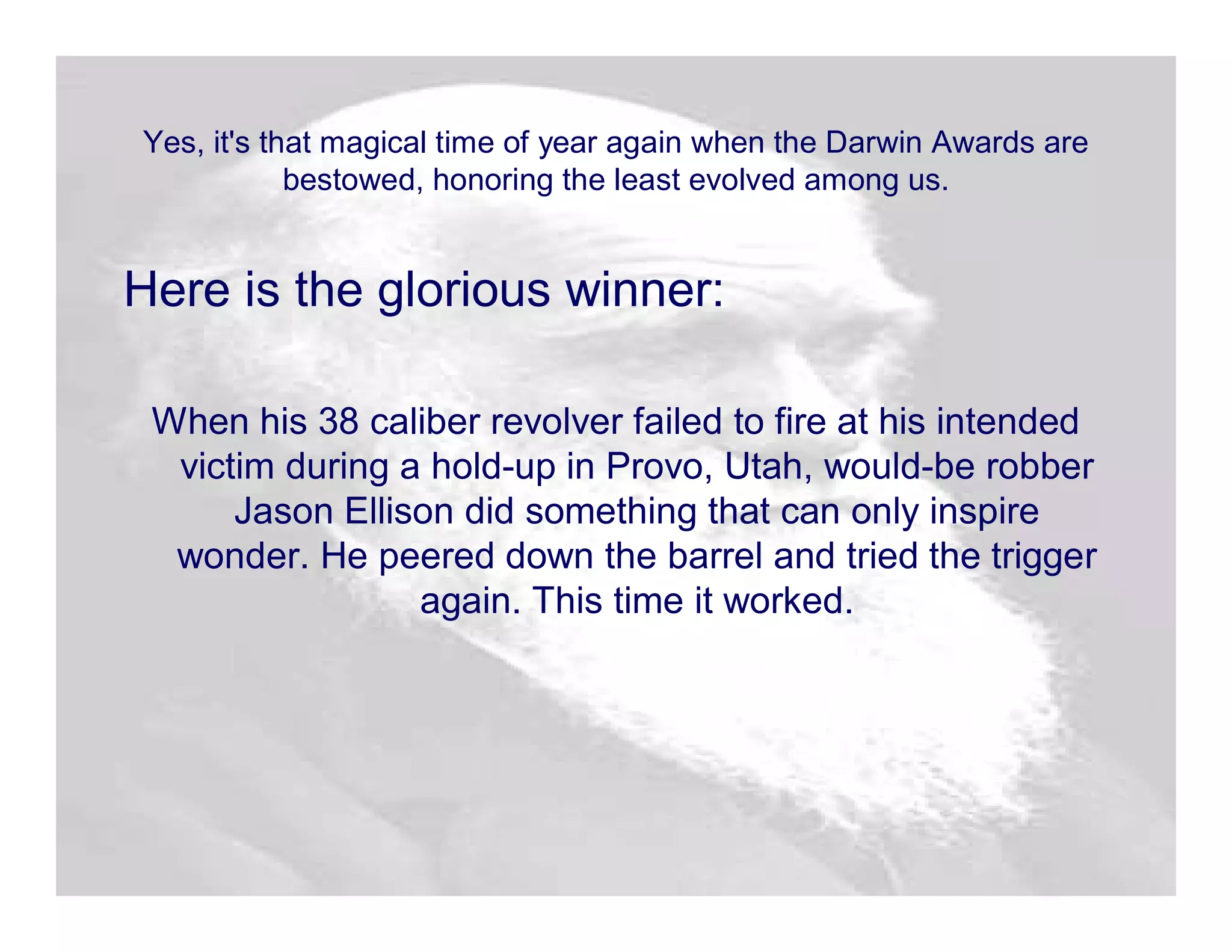 2010 darwin awards | PDF | Crime & Harmful Acts to Individuals, Society ...