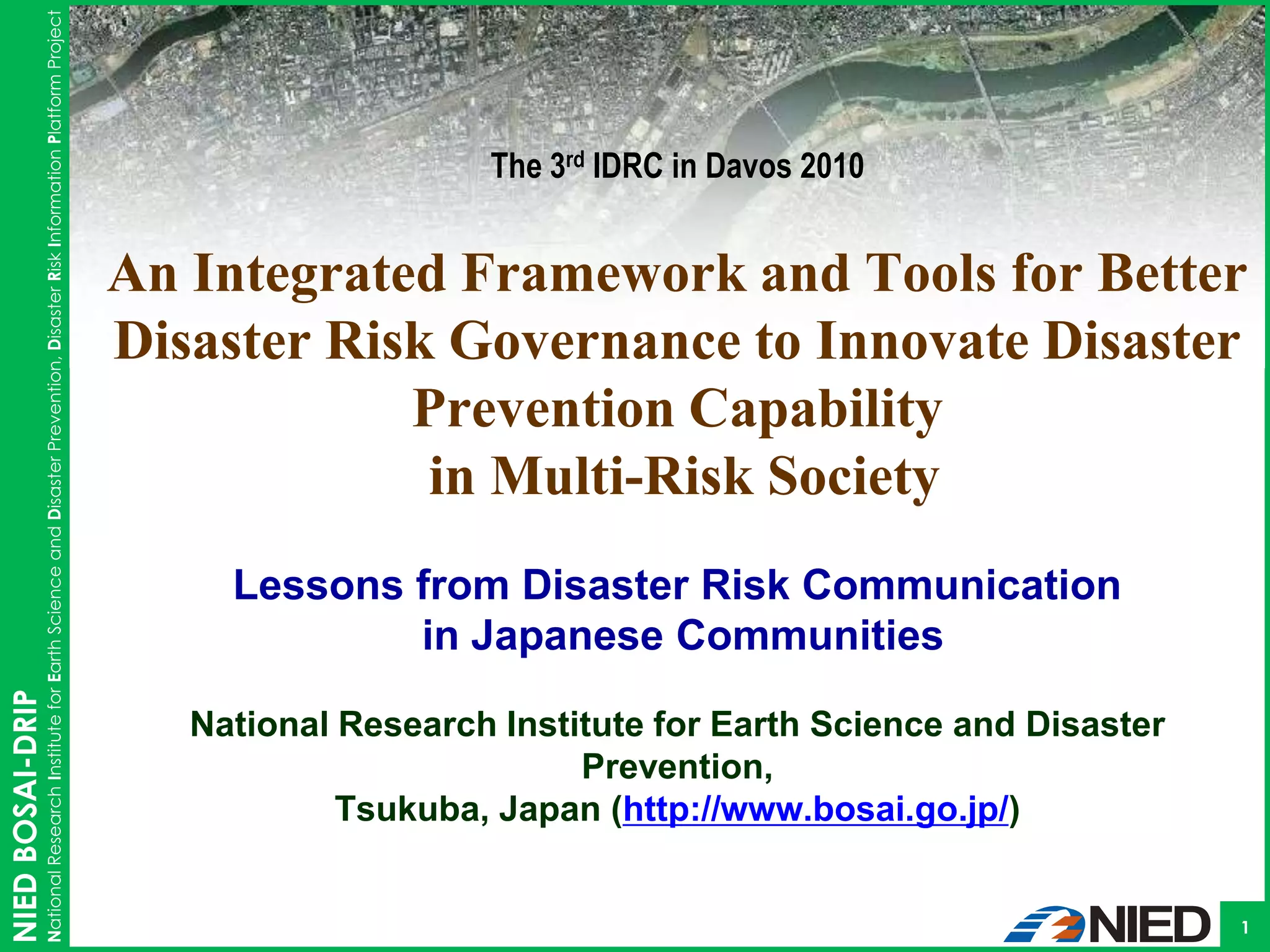 An Intergrated Framework and Tools for Better Disaster Risk Governance ...
