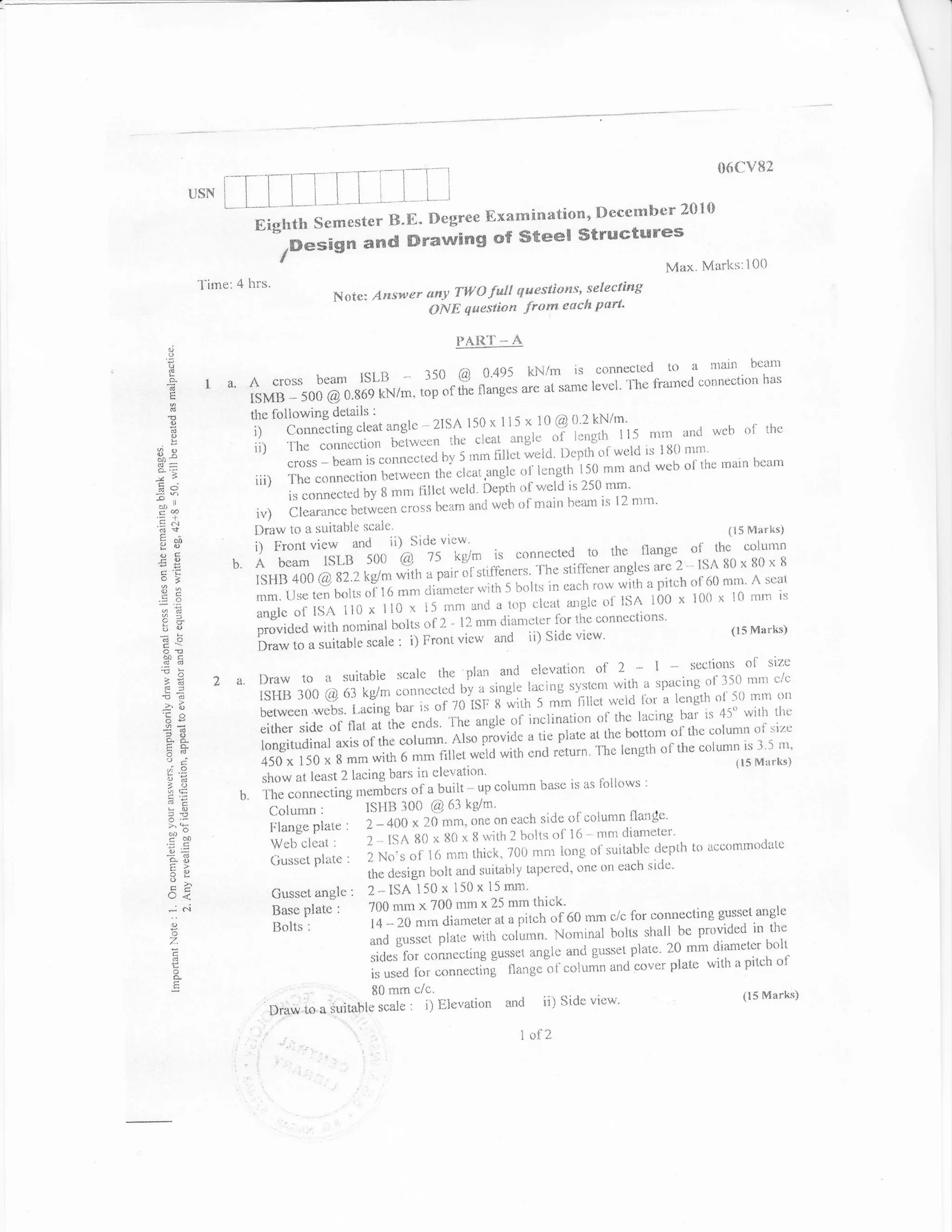 8th semester Civil Engineering (2010 - December) Question Papers | PDF