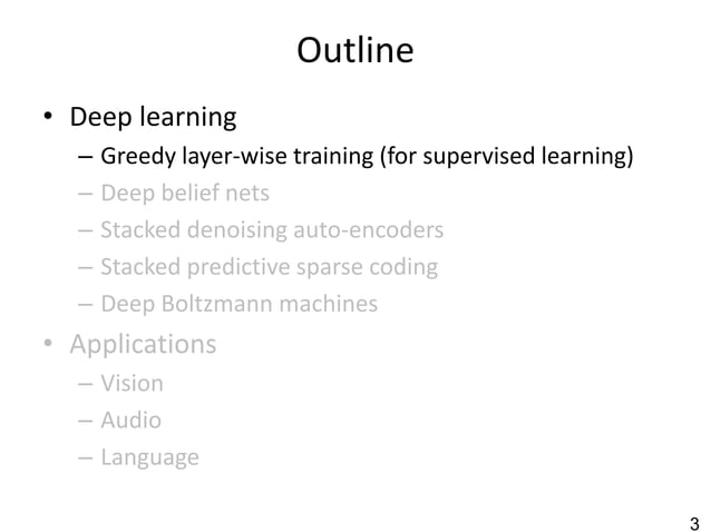 2010 deep learning and unsupervised feature learning | PPT