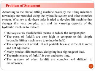 design of simple hydraulic lifting machine by Alemnew and Molla | PPT