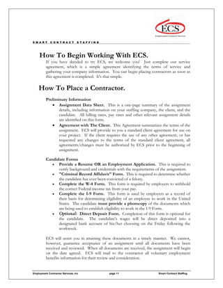 ECS - Contract Staffing Brochure | PDF | Human Resources | Business