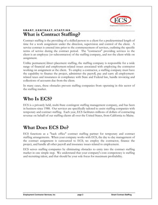 ECS - Contract Staffing Brochure | PDF | Human Resources | Business