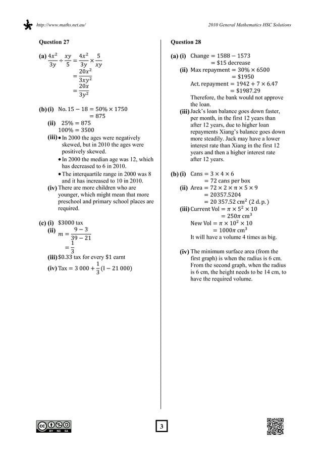 2010 general mathematics hsc solutions | PDF 2010 general mathematics hsc solutions | PDF