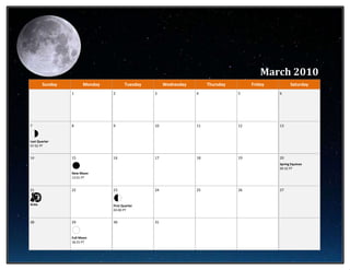 2010 Lunar Calendar (Pacific Time | PPT