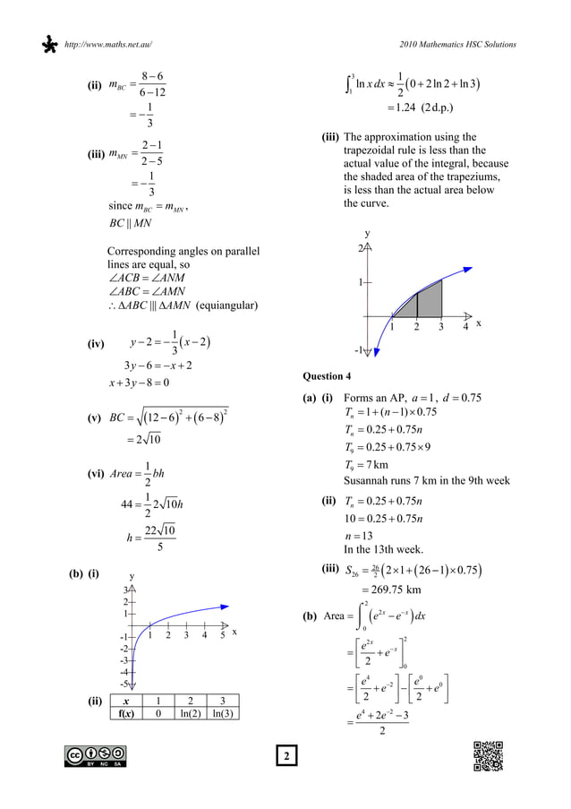 2010 mathematics hsc solutions | PDF