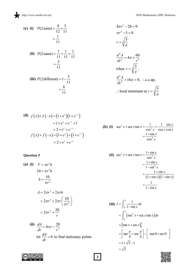 2010 mathematics hsc solutions | PDF 2010 mathematics hsc solutions | PDF